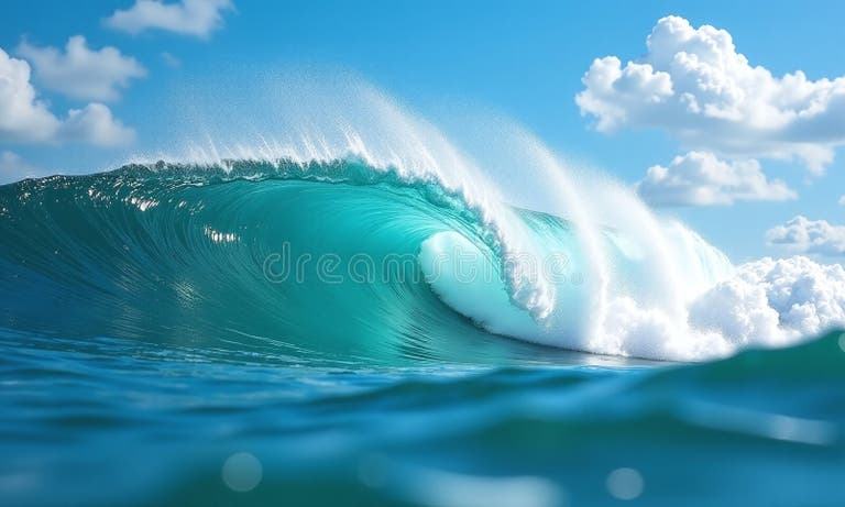 Ocean Wave Turquoise Water Breaking Wave Curl Barrel Stock Illustration ...