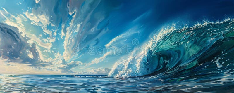 Ocean Wave Under Captivating Sky with Cloud Formations, Dramatic ...