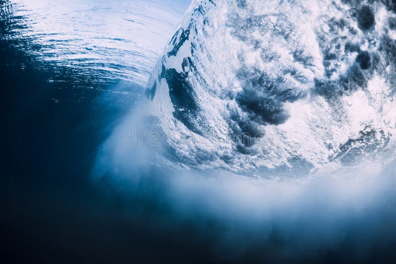 Ocean Wave with Vortex in Underwater. Underwater View Stock Image ...