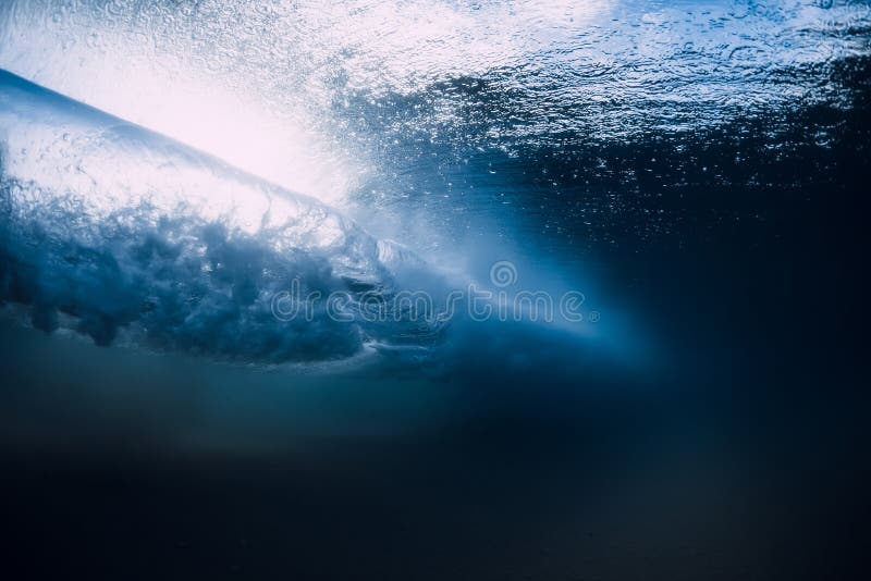 Ocean Wave with Vortex in Underwater. Underwater View Stock Image ...