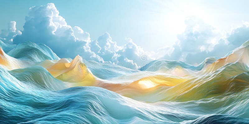 Ocean Waves Abstract Art Serene Seascape Background Stock Illustration - Illustration of ...