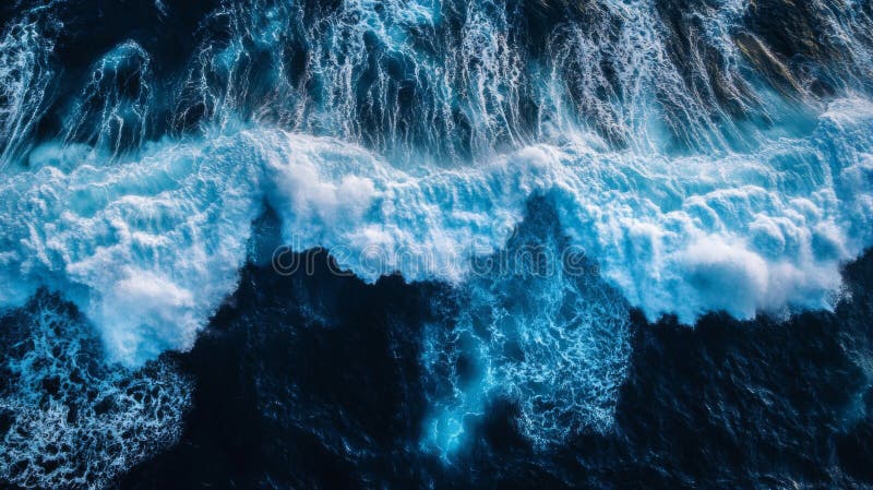 Ocean Waves Aerial View Dark Blue Water Foam Texture Stock Illustration ...