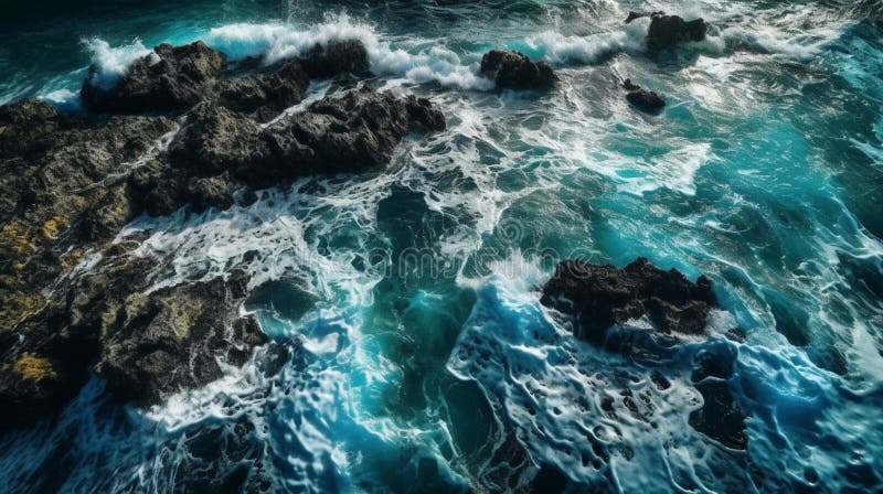Ocean Waves As Seen from Above Ai Generated Stock Illustration ...