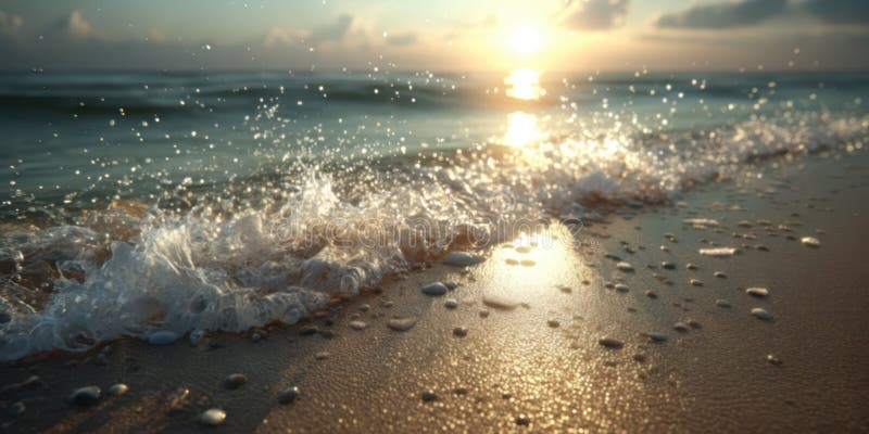 Ocean Waves Background with Light Diffusion and Depth of Field Stock ...