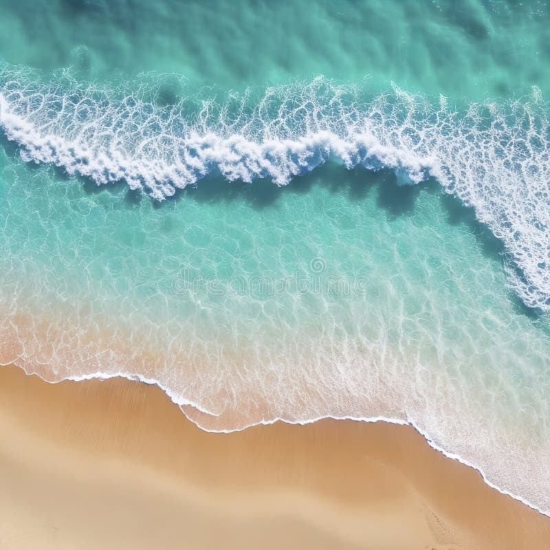 Ocean Waves on the Beach As a Background, Aerial Top Down View, Sand ...