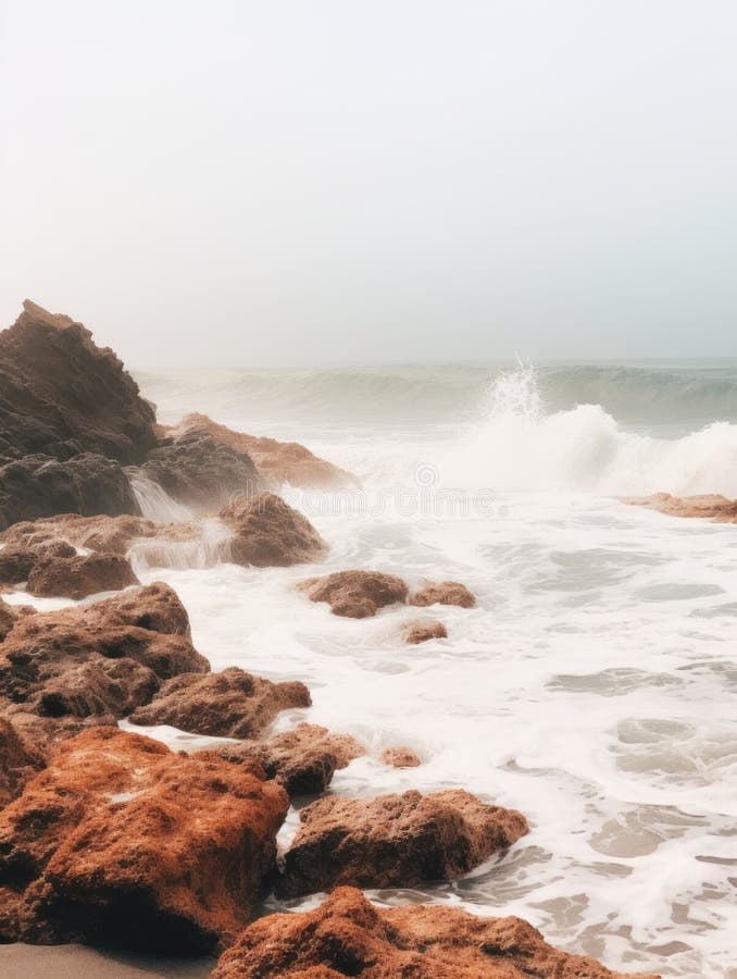 Ocean Waves on the Beach with Some Rocks Stock Photo - Image of wind, ocean: 300202306