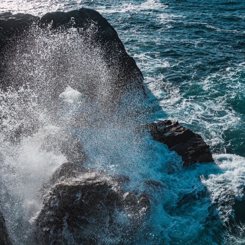 Ocean Waves Breaking on the Rocks Stock Image - Image of israel, blue ...