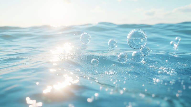 Ocean Waves with Bubbles at Sunrise, Tranquil Water and Sunlight ...