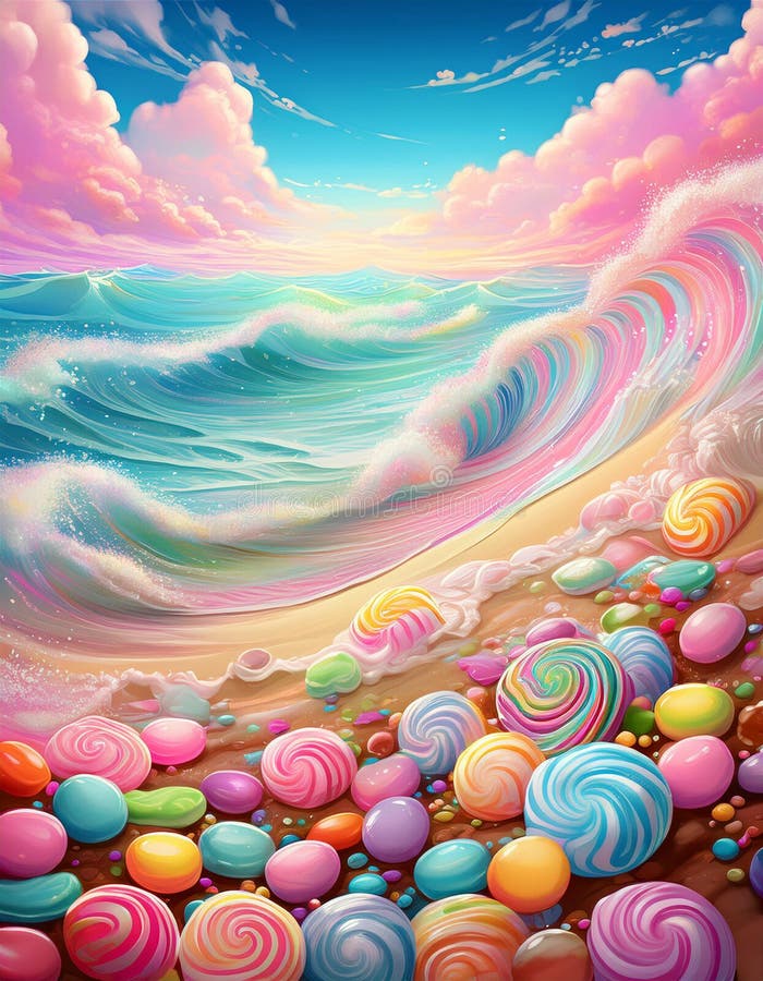 Ocean Waves with Candy and Sweets Stock Photo - Image of jellybeans ...