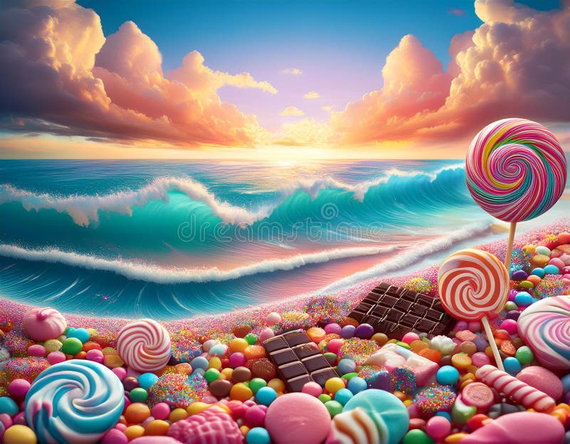 Ocean Waves with Candy and Sweets Stock Photo - Image of chocolate ...