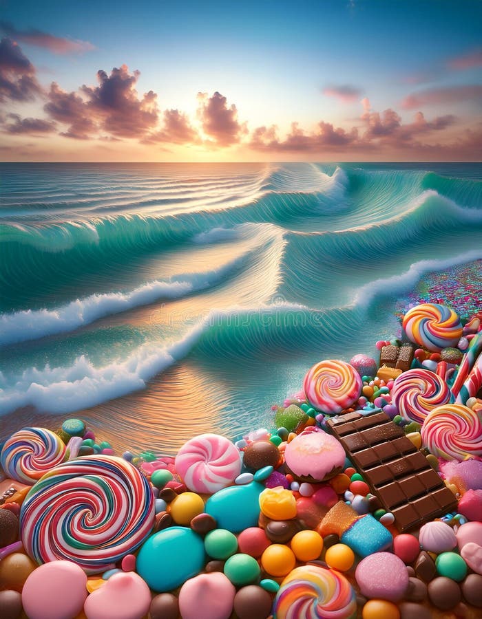 Ocean Waves with Candy and Sweets Stock Photo - Image of chocolate ...