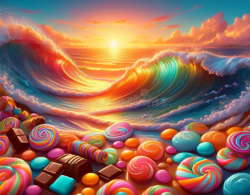 Ocean Waves with Candy and Sweets Stock Photo - Image of jellybeans ...