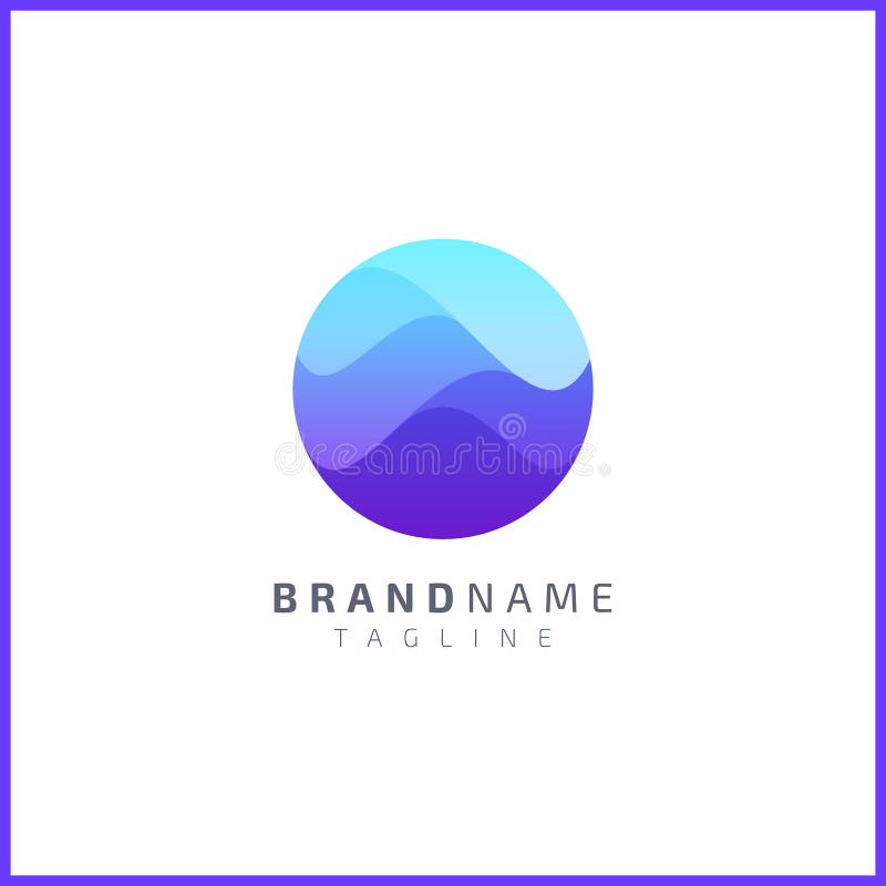 Ocean Waves in Circle Shape. Logo Design with Smooth Gradient Color ...
