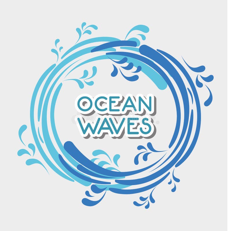 Ocean Waves in Circle Shapes Design Stock Vector - Illustration of surf ...