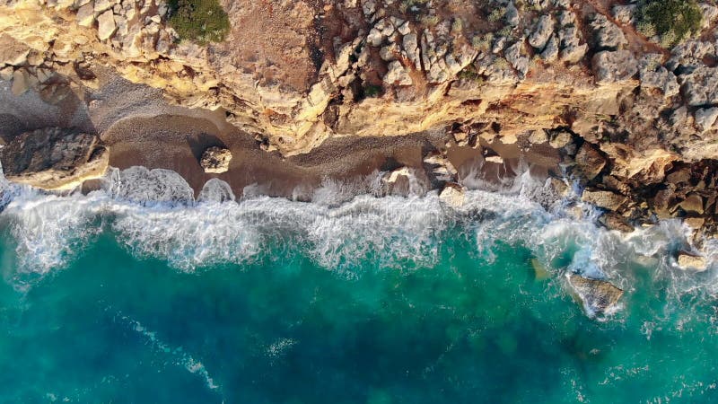 Ocean Waves and the Coast in a Top View Stock Video - Video of resort ...