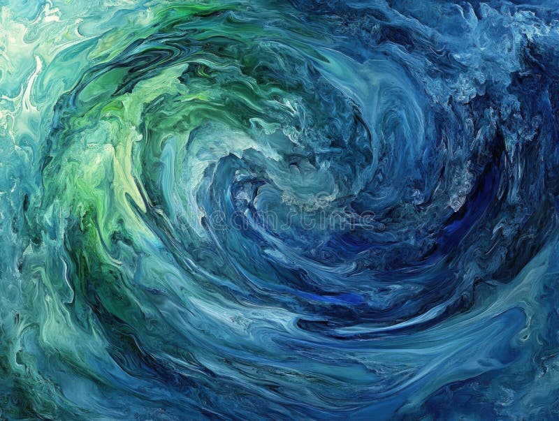 Ocean Waves Crashing with Deep Blue and Green Hues, Abstract Ocean Art ...