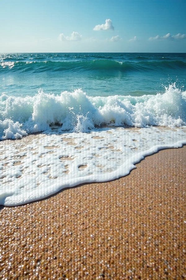 Ocean Waves Crashing on Sandy Beach, Artistic Light, Aesthetic, Texture ...
