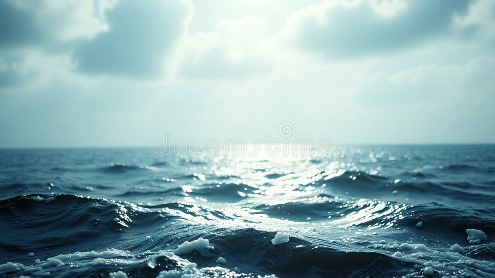 Ocean Waves Cresting in the Sunlight Stock Illustration - Illustration ...