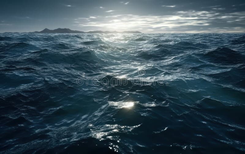 Ocean Waves and Distant Islands. Created by Generative Artificial ...