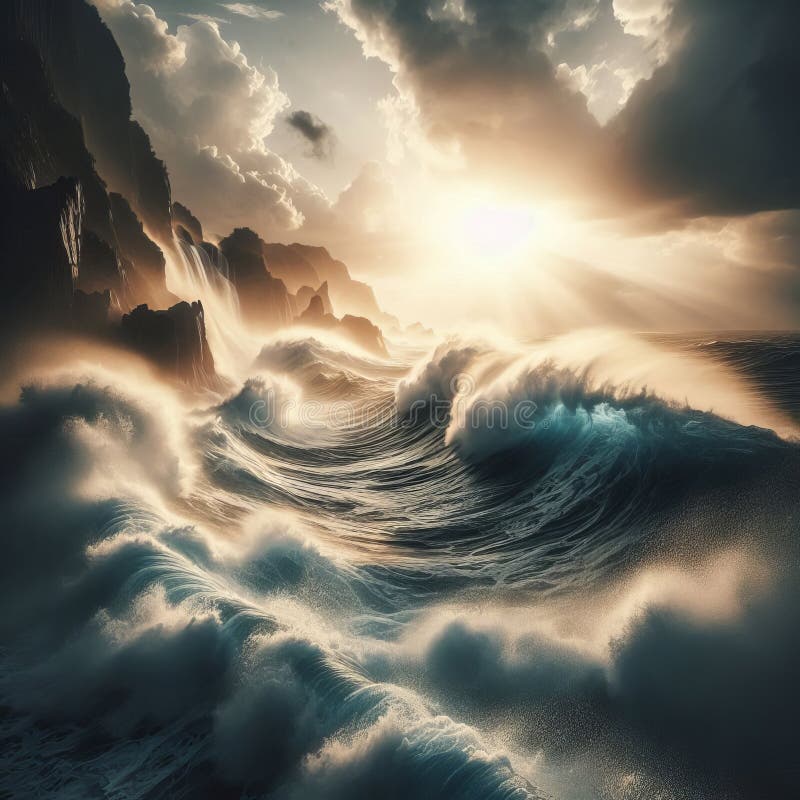 Ocean Waves Dynamic High Resolution Image of Crashing Waves Capt Stock ...