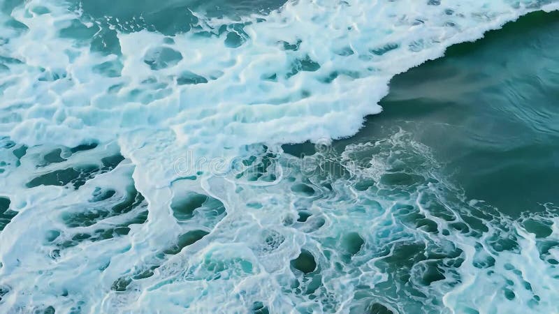 Ocean Waves Forming Patterns of Foam and Bubbles, Creating Intricate ...