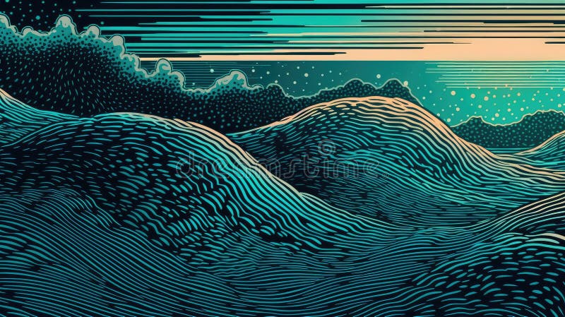 Ocean Waves Halftone Gradient. Perfect for Posters and Web. Stock ...