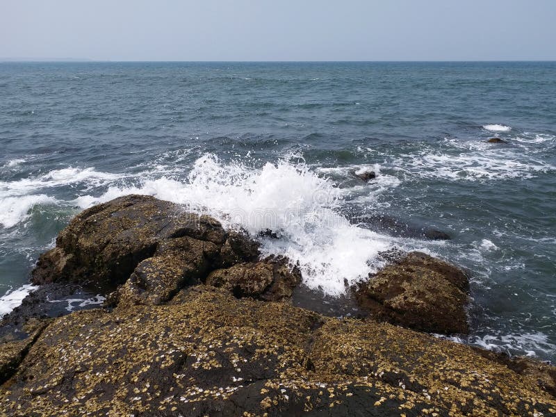 Ocean Waves Hitting the Rocks Stock Image - Image of hitting, nature ...