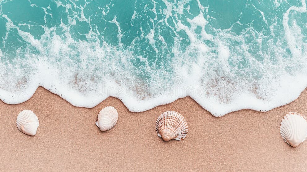 Ocean Waves Lapping Sandy Beach, Shells, Summer Stock Photo - Image of ...