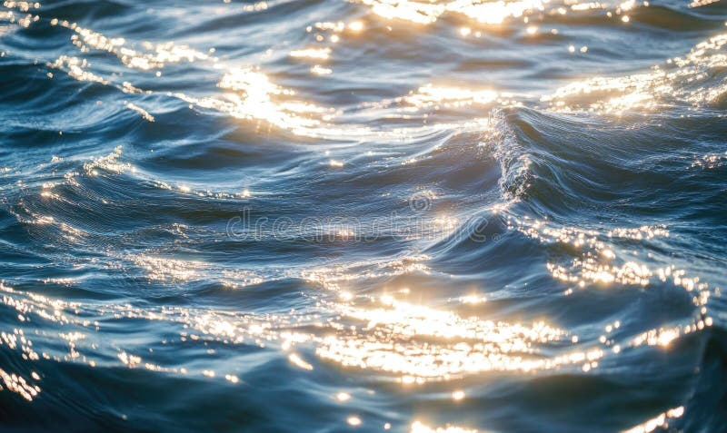 Ocean Waves with a Light Breeze, Sunlight Glinting Off the Surface ...