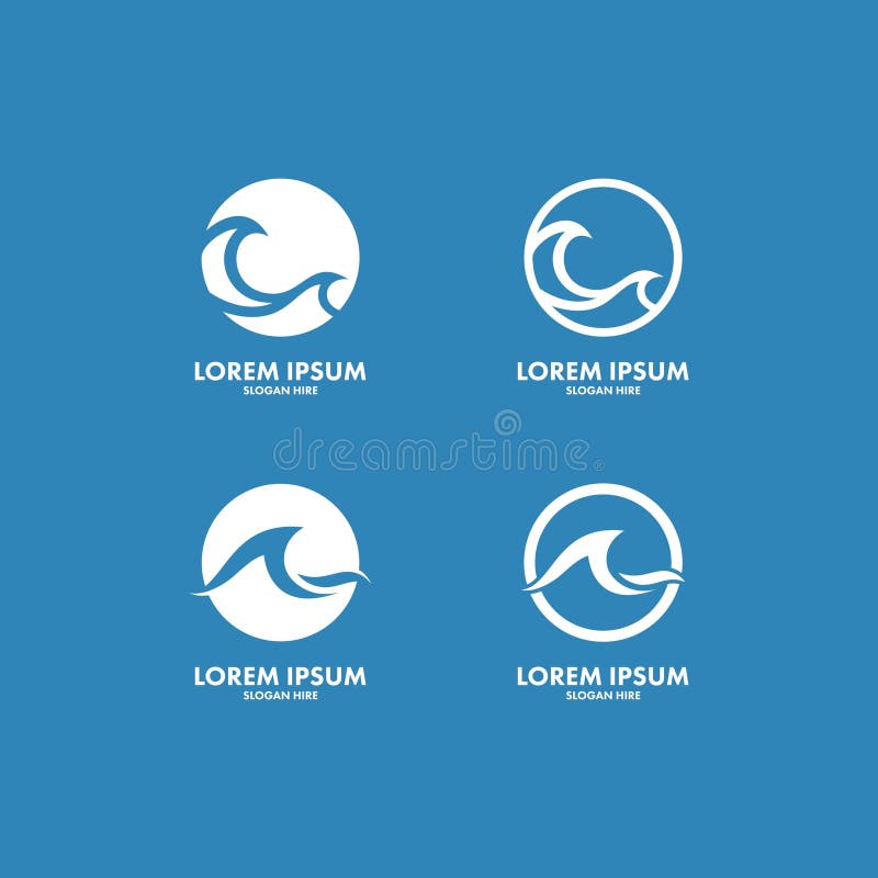 Ocean Waves Logo Set, Water Waves Icon Vector Illustration, Beach Waves ...