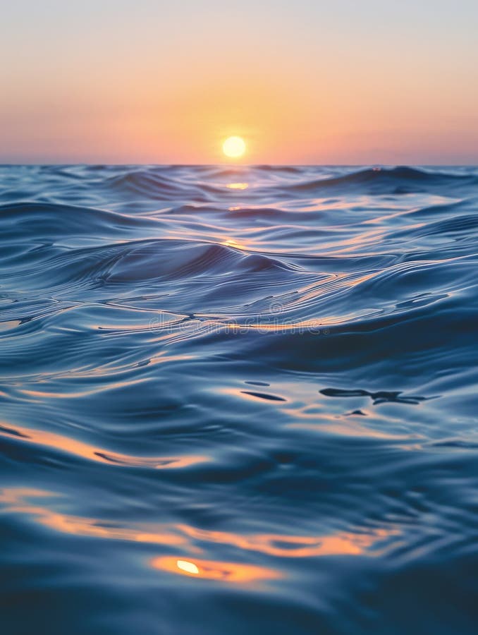 Ocean Waves Reflecting Sunset Sky Stock Illustration - Illustration of ...