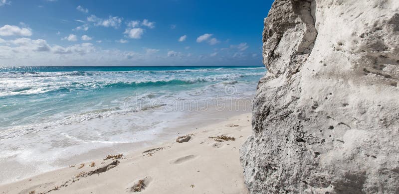 Ocean with Waves and Rocks on Beach Stock Photo - Image of blue ...