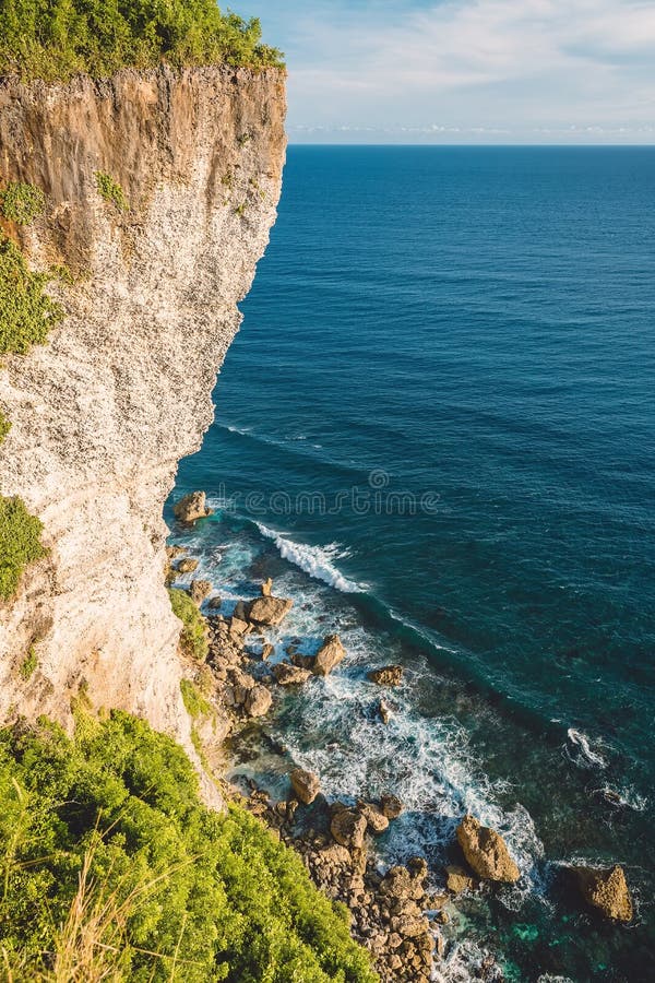 Ocean with Waves, Rocks and Cliff in Uluwatu, Bali Stock Image - Image ...