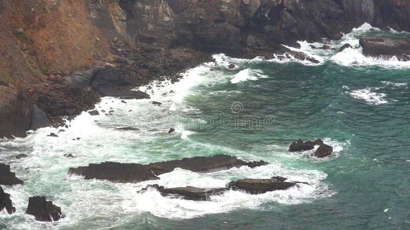 Ocean Waves Hit Cliffs during Fog Stock Image - Image of cliff, cloudy ...