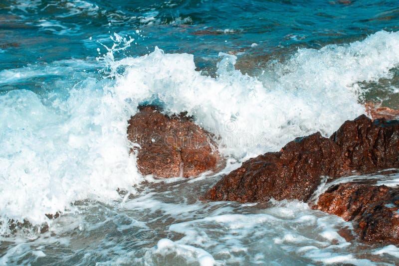 Ocean Waves on Rocky Shores Stock Photo - Image of rough, splash: 128932896