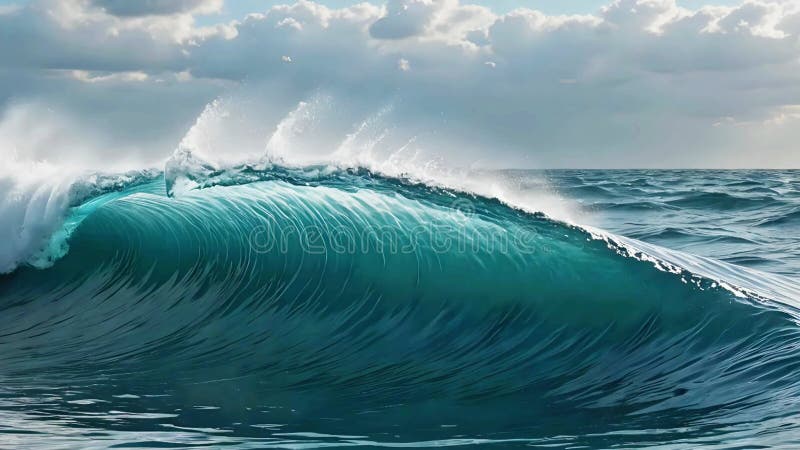 The Ocean Waves Roll, Creating Dramatic Splashes of Water Stock Video ...