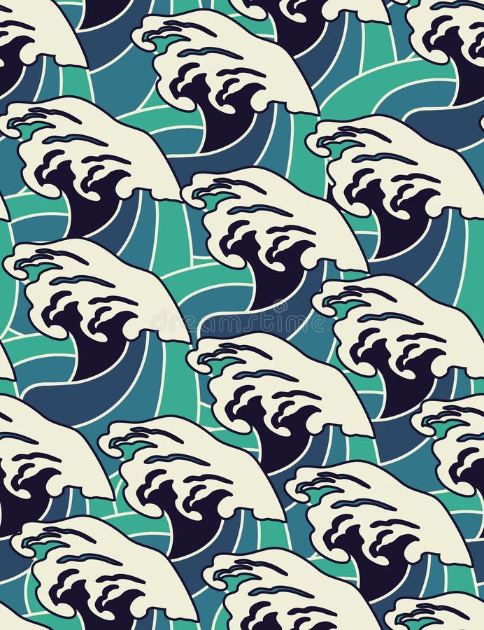 Ocean Waves - Seamless Pattern Stock Vector - Illustration of clothing ...