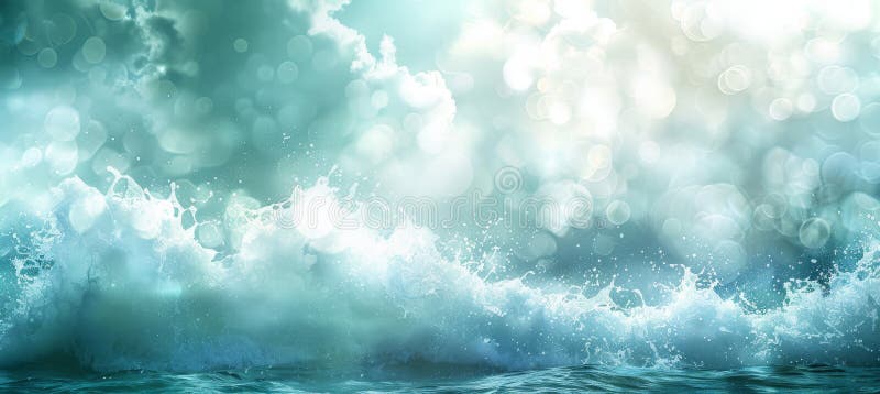 Ocean Waves Splashing with Sunlight Sky . Beautiful Natural Background ...