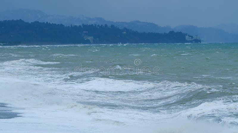 Ocean Waves during a Storm. Bad Weather Cyclone Hurricane Wind. Static ...