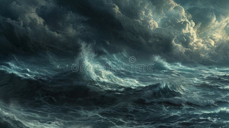 Ocean Waves and Stormy Weather. Rough Seas Stock Illustration - Illustration of wave, danger ...