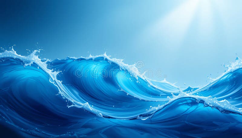 Blue Ocean Waves with Sunlight Stock Photo - Image of motion, sunlight ...