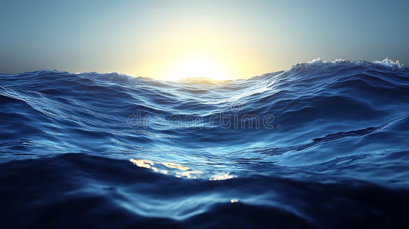 Ocean Waves Sunset Golden Light Blue Deep Water Stock Image - Image of ...