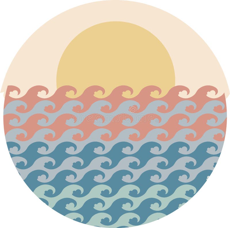 Waves, Sunset, Tropical Island Stock Vector - Illustration of sign ...