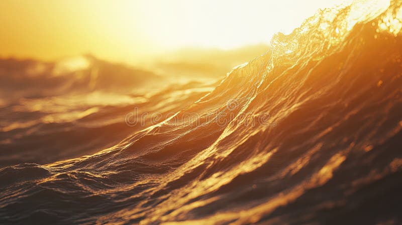 Ocean Waves at Sunset with Warm, Golden Colors. Stock Photo - Image of ...