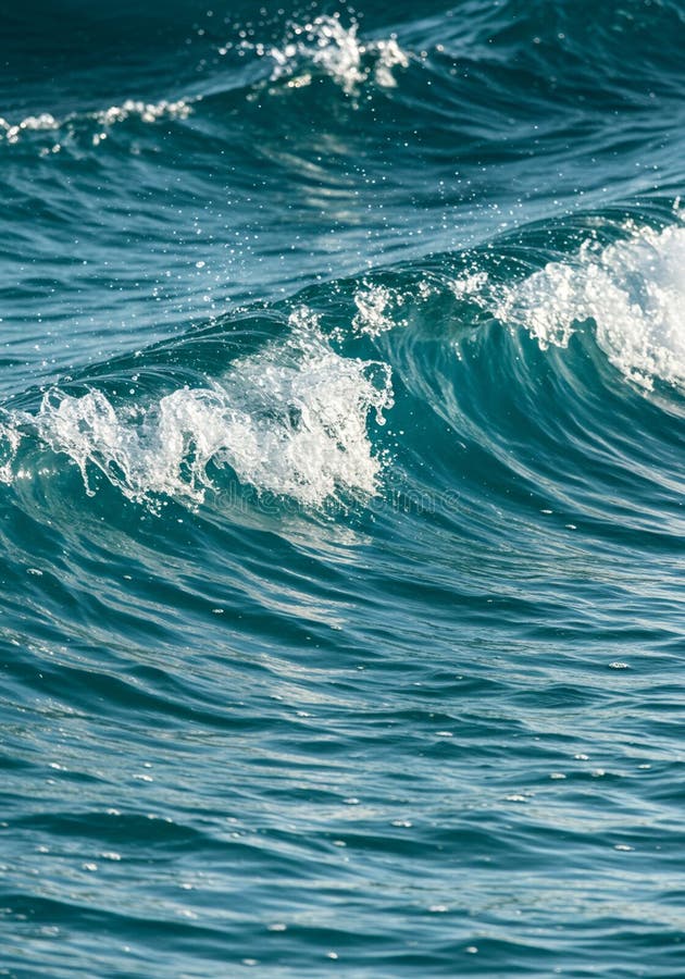 Ocean Waves: Teal Water Texture with White Foam Stock Illustration ...