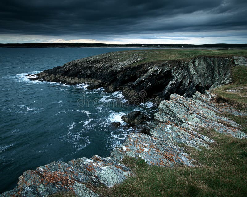 Ocean Waves Violently Crash into a Cliff As a Storm Rages on Stock ...