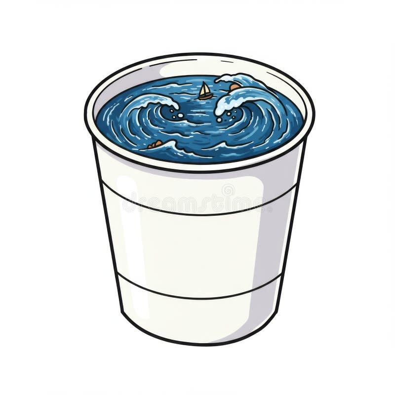 Ocean Waves in a White Cup Pixel Art Stock Illustration - Illustration ...