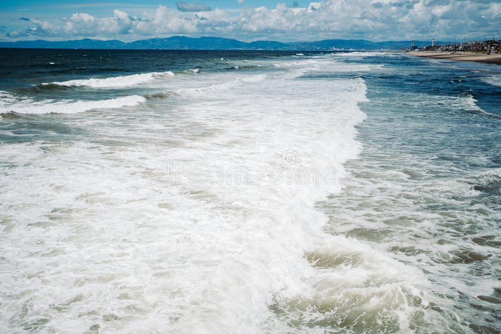 Waves with White Water Ebbing and Flowing Stock Image - Image of ...