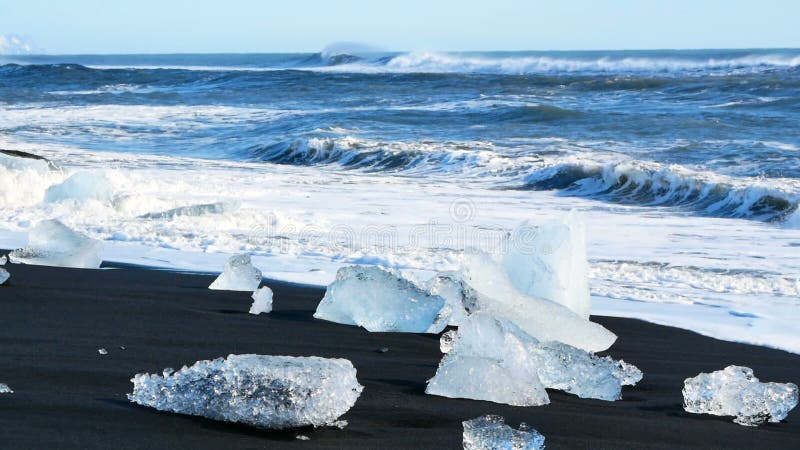 Ocean winter ice sun stock video. Video of coast, icelandic - 147649157