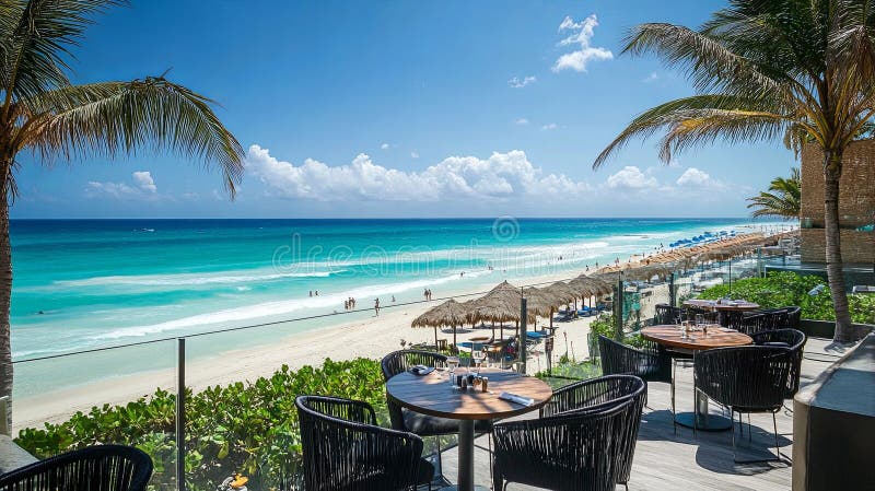 Oceanfront Cafe with Chic, Modern Decor and Panoramic Beach Views ...